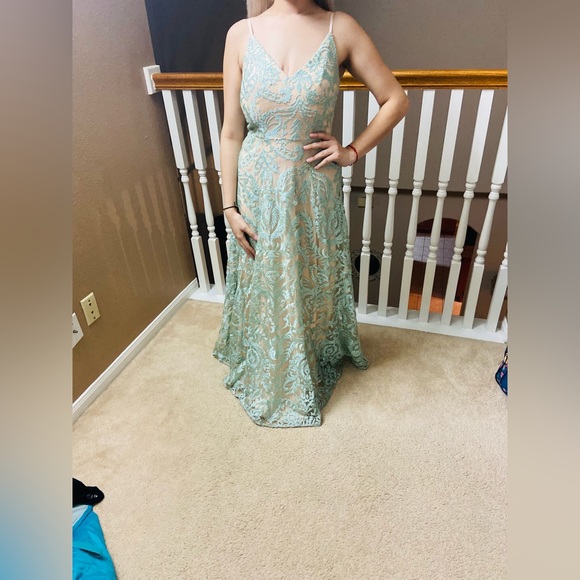 Speechless | Dresses | Teal Green And Beige Prom Dress | Poshmark